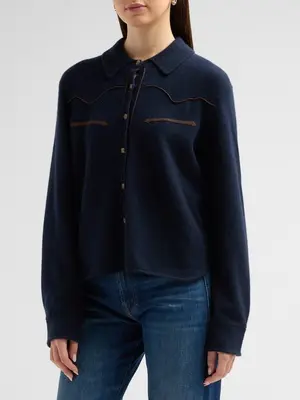 Guest In Residence Cashmere Cropped Western Shirt