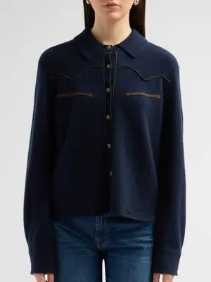 Guest In Residence Cashmere Cropped Western Shirt