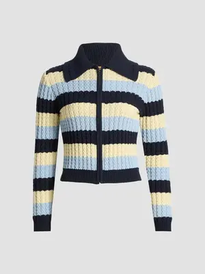 Guest In Residence Kirby Striped Silk-cotton Jacket - Midnight Combo