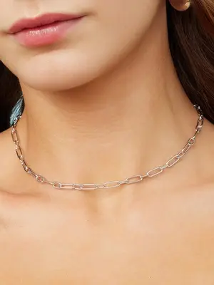 ORADINA Rhythm Link Choker Necklace In Sterling