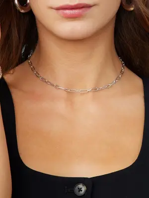 ORADINA Rhythm Link Choker Necklace In Sterling
