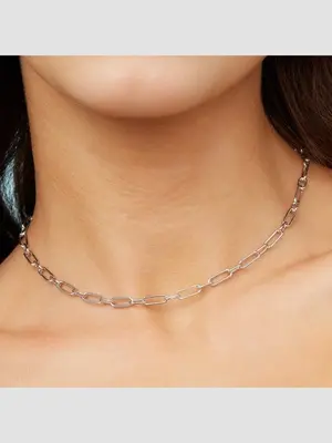 ORADINA Rhythm Link Choker Necklace In Sterling