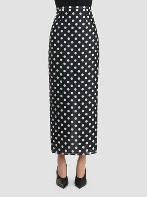 Khaite Winton Polka Dot Silk Pencil Skirt