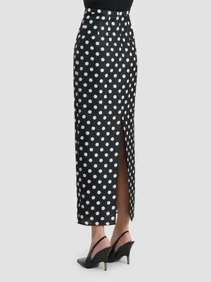 Khaite Winton Polka Dot Silk Pencil Skirt