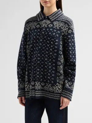 Guest In Residence Wild Rag Paisley Cashmere Knit Work Shirt