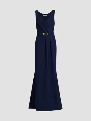 Chiara Boni La Petite Robe Heiha Surplice Belted Gown - Blue Notte