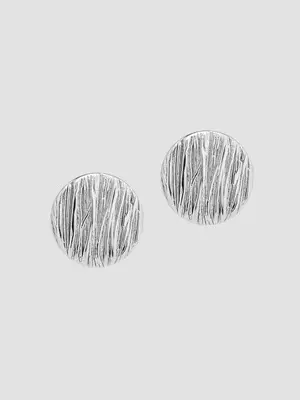 ORADINA Linen Button Earrings In Sterling - Silver