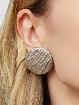 ORADINA Linen Button Earrings In Sterling
