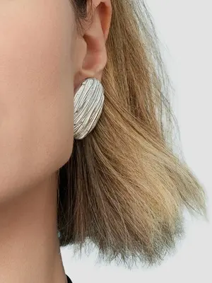 ORADINA Linen Button Earrings In Sterling