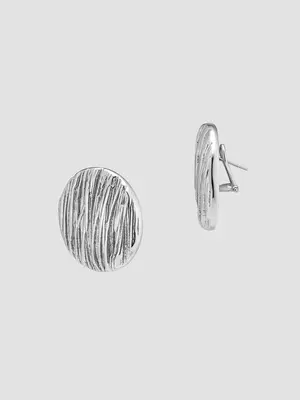 ORADINA Linen Button Earrings In Sterling