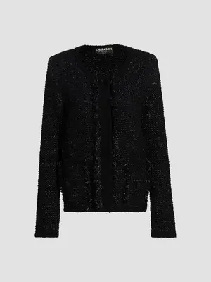Chiara Boni La Petite Robe Borant Metallic Tweed Cardigan - Black