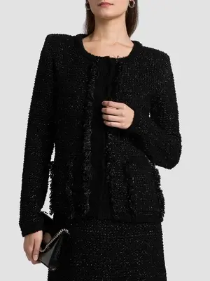 Chiara Boni La Petite Robe Borant Metallic Tweed Cardigan