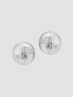 ORADINA Woven Button Earrings In Sterling - Silver