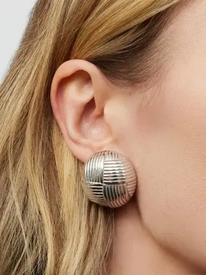 ORADINA Woven Button Earrings In Sterling