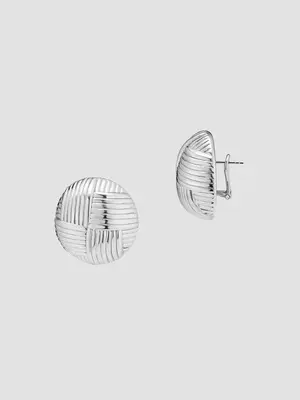 ORADINA Woven Button Earrings In Sterling