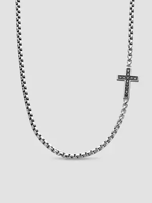 David Yurman Cross Station Necklace In Sterling - Black
