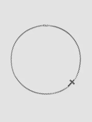 David Yurman Cross Station Necklace In Sterling