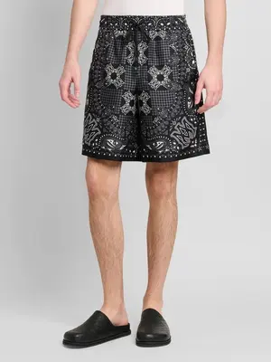 Amiri Printed Silk Drawstring Shorts - Black