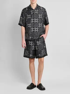 Amiri Printed Silk Drawstring Shorts - Black