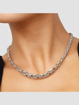 ORADINA Byzantine Artisan Graduated Necklace In Sterling