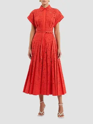Rebecca Vallance Blaire Guipure Lace Midi-shirtdress - Orange