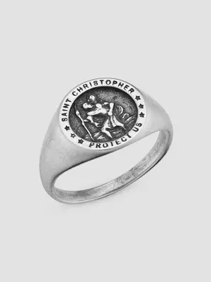 ORADINA Guardian Signet Ring In Oxidized Sterling - Silver