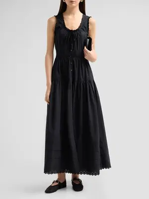 DÔEN Hortense Button-front Cotton Maxi Dress