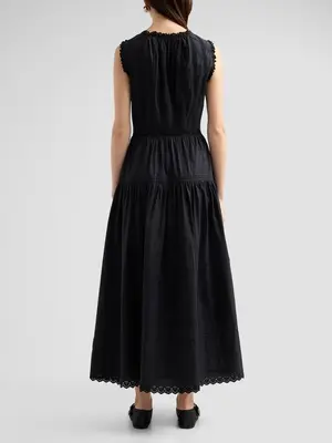 DÔEN Hortense Button-front Cotton Maxi Dress