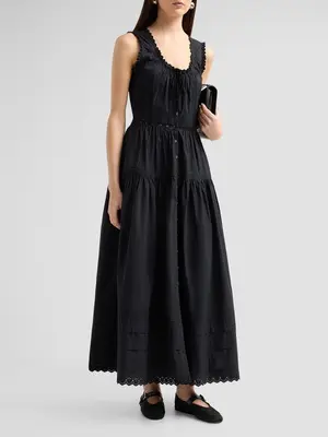 DÔEN Hortense Button-front Cotton Maxi Dress