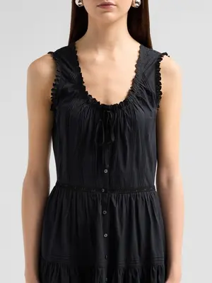 DÔEN Hortense Button-front Cotton Maxi Dress