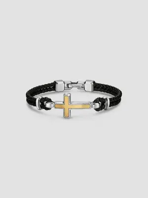 David Yurman Streamline Cross Station Bracelet In Black Leather
