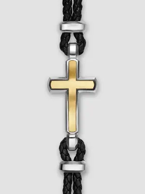 David Yurman Streamline Cross Station Bracelet In Black Leather