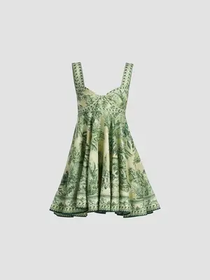 ALEMAIS Sara Tropical Print Twist-front Mini-sundress