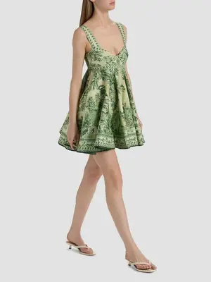 ALEMAIS Sara Tropical Print Twist-front Mini-sundress