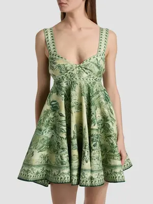 ALEMAIS Sara Tropical Print Twist-front Mini-sundress