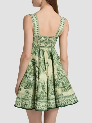 ALEMAIS Sara Tropical Print Twist-front Mini-sundress