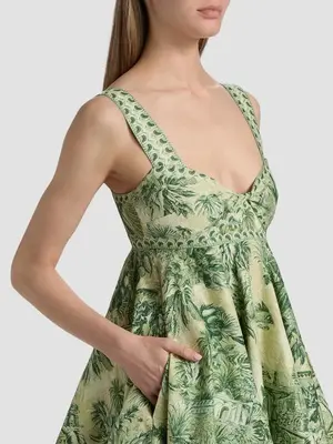 ALEMAIS Sara Tropical Print Twist-front Mini-sundress