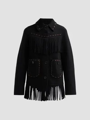 Guest In Residence Western Cashmere-wool Fringe Jacket - Black