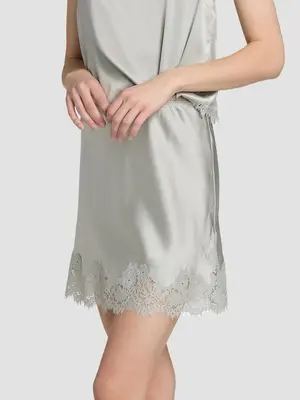 DÔEN Giulietta Lace-trim Silk Miniskirt