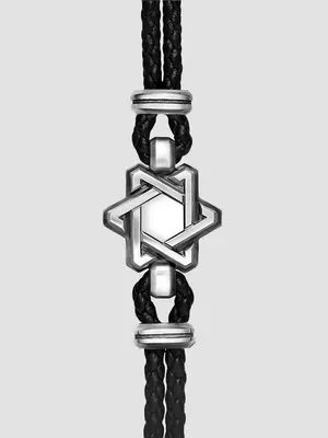 David Yurman Streamline Star Of David Bracelet In Black Leather