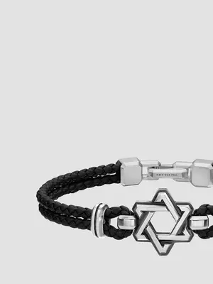 David Yurman Streamline Star Of David Bracelet In Black Leather