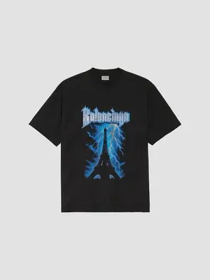 Balenciaga Paris Thunderstorm Oversized T-shirt - Black