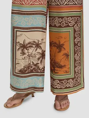 ALEMAIS Alberta Printed Silk Wide-leg Pants
