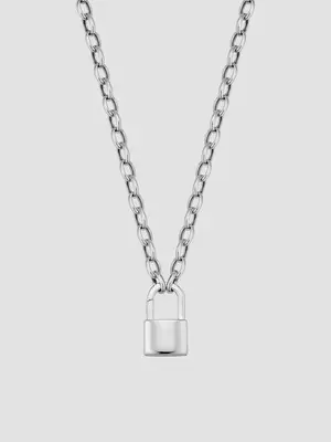 ORADINA Lock It Up Connector Clasp Necklace In Sterling - Silver