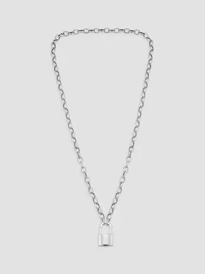 ORADINA Lock It Up Connector Clasp Necklace In Sterling