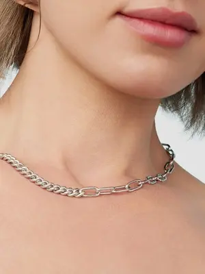ORADINA Curb Clip Link Connector Clasp Necklace In Sterling