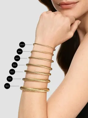 David Yurman Micro Cablespira Flex Round Bracelet In 18k Yellow Gold - Emerald