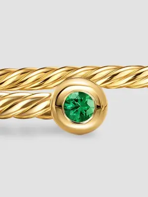 David Yurman Micro Cablespira Flex Round Bracelet In 18k Yellow Gold - Emerald