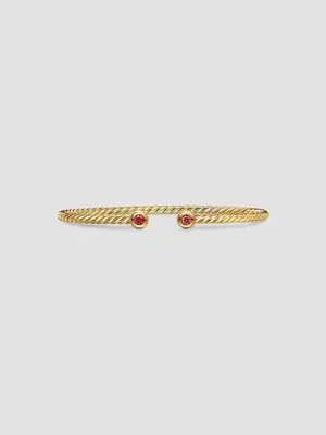 David Yurman Micro Cablespira Flex Round Bracelet In 18k Yellow Gold Ruby