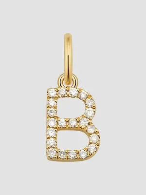 ORADINA 14k Yellow Gold My Letter Diamond Initial Pendant Charm Initial B